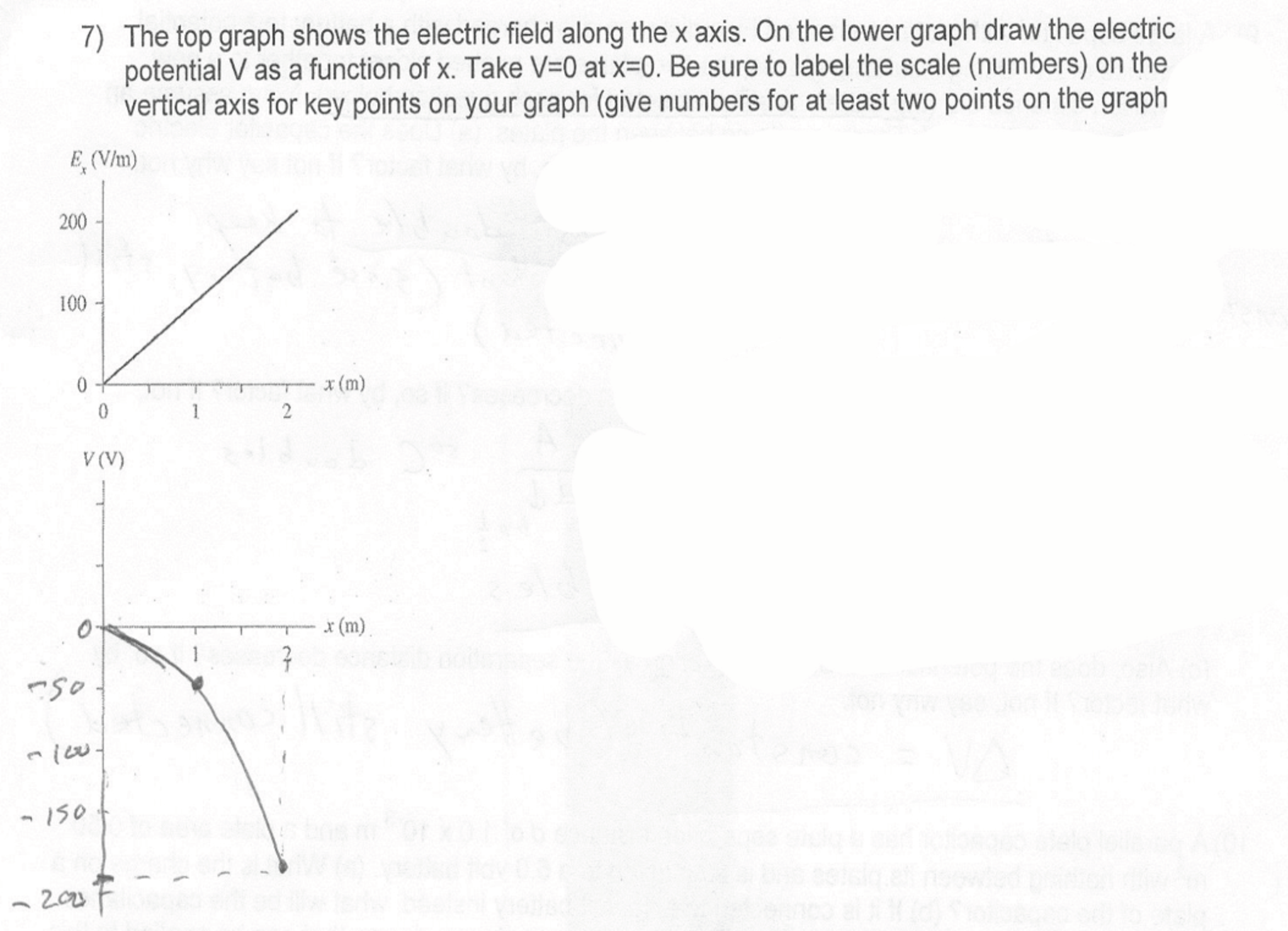Solved The top graph shows the electric field along the x | Chegg.com