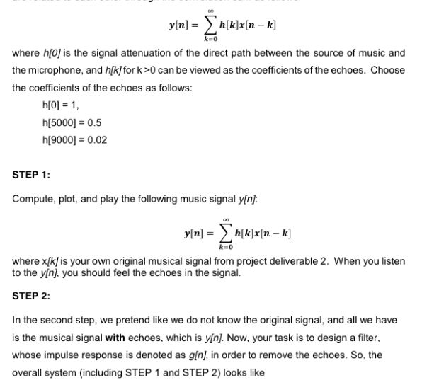 Solved I need help in matlab.The task is echo removing from | Chegg.com