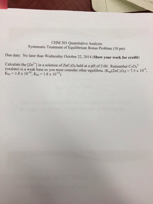 Calculate the [Zn^2+] in a solution of ZnC2O4 held at | Chegg.com