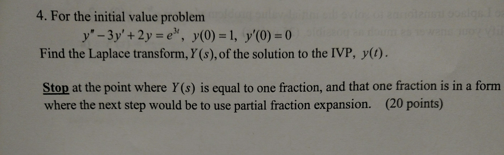 Solved For the initial value problem y"- 3y' + 2y = e^3t, | Chegg.com