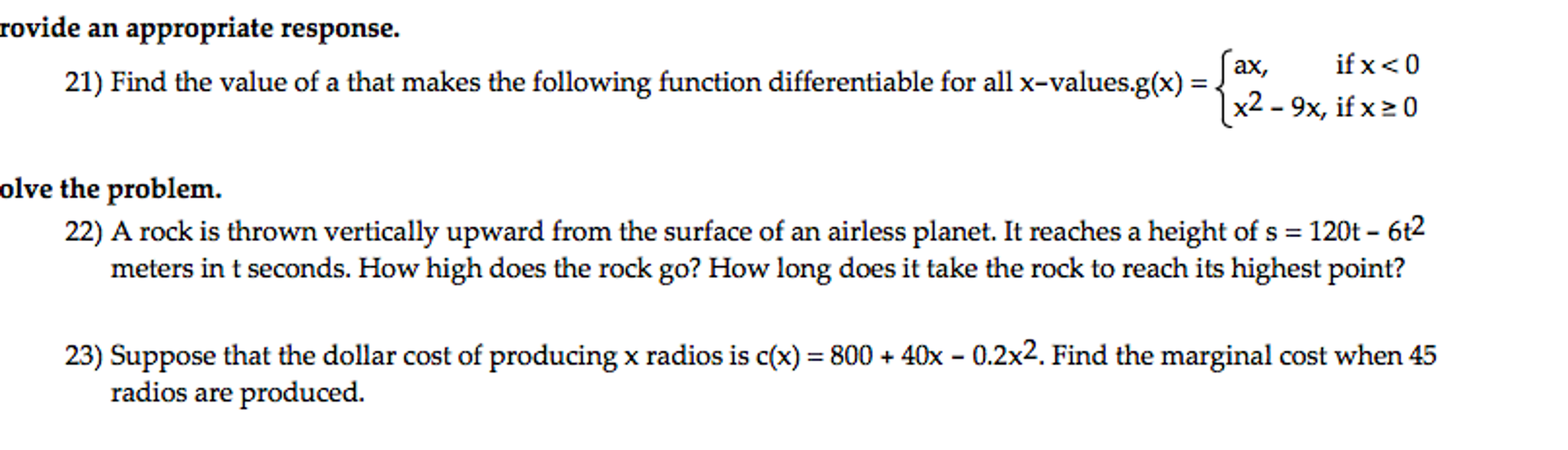 Solved Find the value of a that makes the following function | Chegg.com