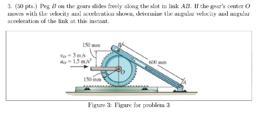 Solved 3. (50 pts.) Peg B on the gears slides freely along | Chegg.com