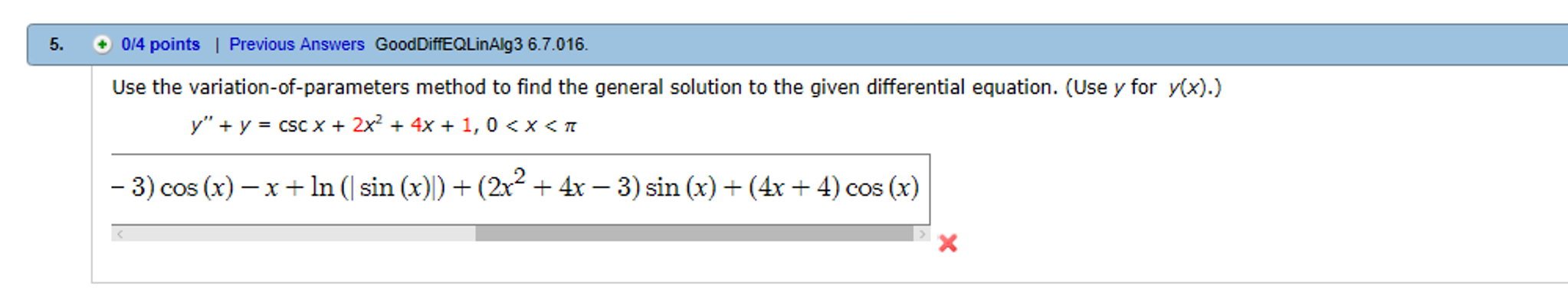 Solved Use the variation-of-parameters method to find the | Chegg.com