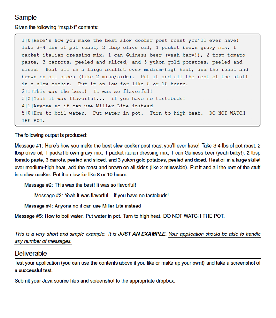 Solved Assignment 4 - Recursive Forum Posts Each message in | Chegg.com