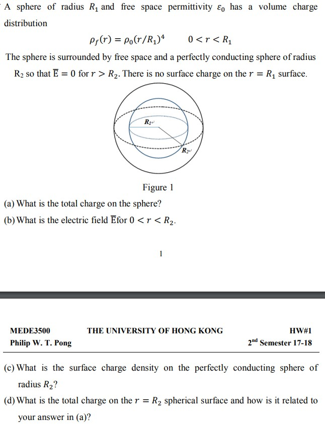 Solved A sphere of radius R1 and free space permittivity so | Chegg.com
