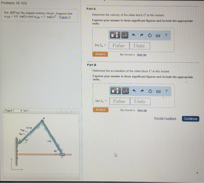 Solved Bar AB has the angular motions shown. Suppose that | Chegg.com