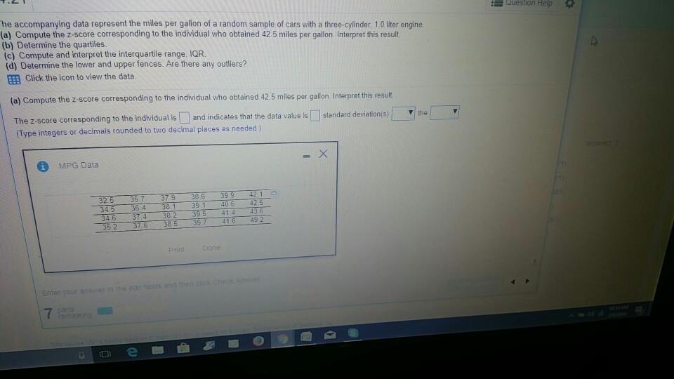 Solved estion Help he accompanying data represent the miles | Chegg.com Solved estion Help he accompanying data represent the miles | Chegg.com