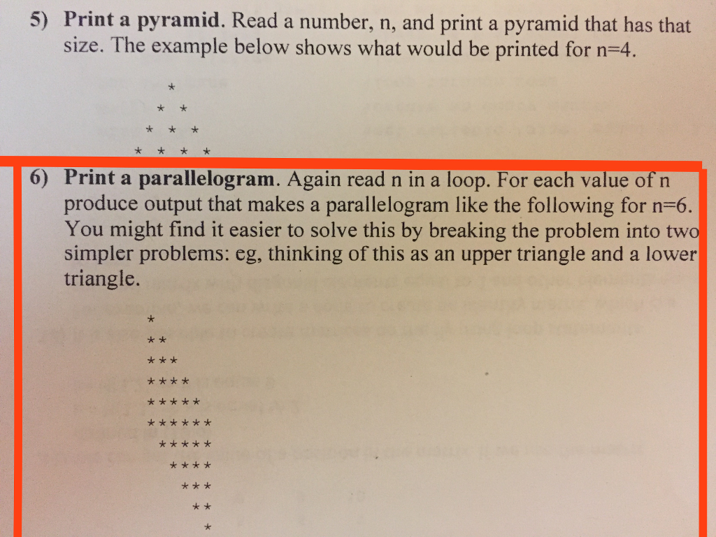 Solved Print a pyramid. Read a number, n, and print a | Chegg.com