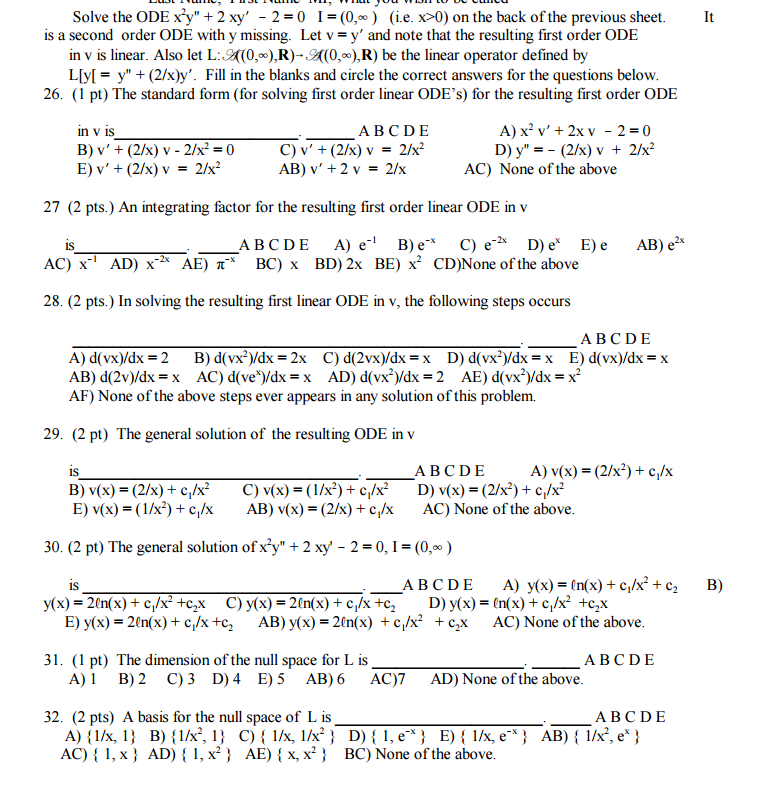 Solved The standard form (for solving first order linear | Chegg.com