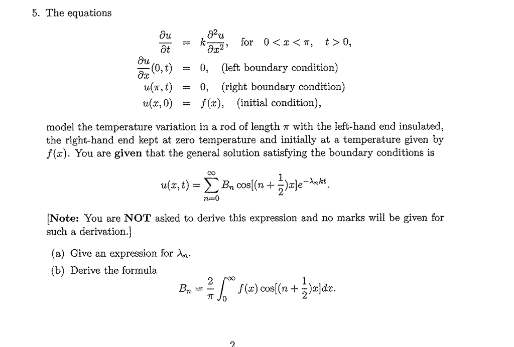 Solved 5. The equations Ou for 0