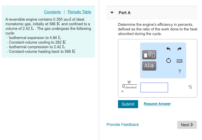Solved Constants| Periodic Table Part A A reversible engine | Chegg.com