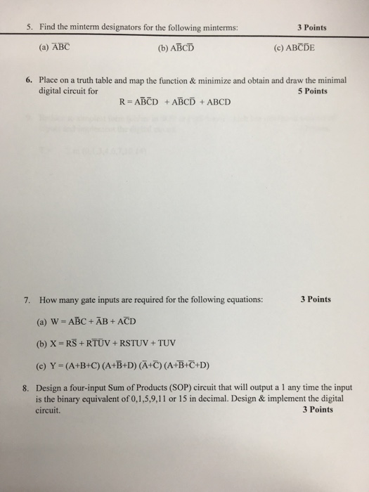 Solved Find the minterm designators for the following | Chegg.com