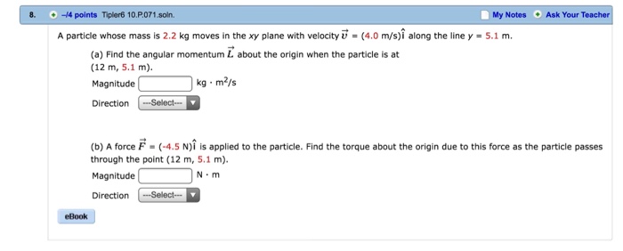 A particle whose mass is 2.2 kg moves in the xy plane | Chegg.com