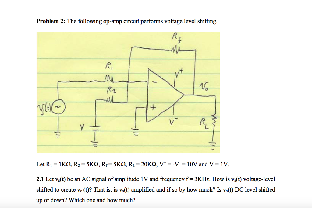 Solved Problem 2: The following op-amp circuit performs | Chegg.com