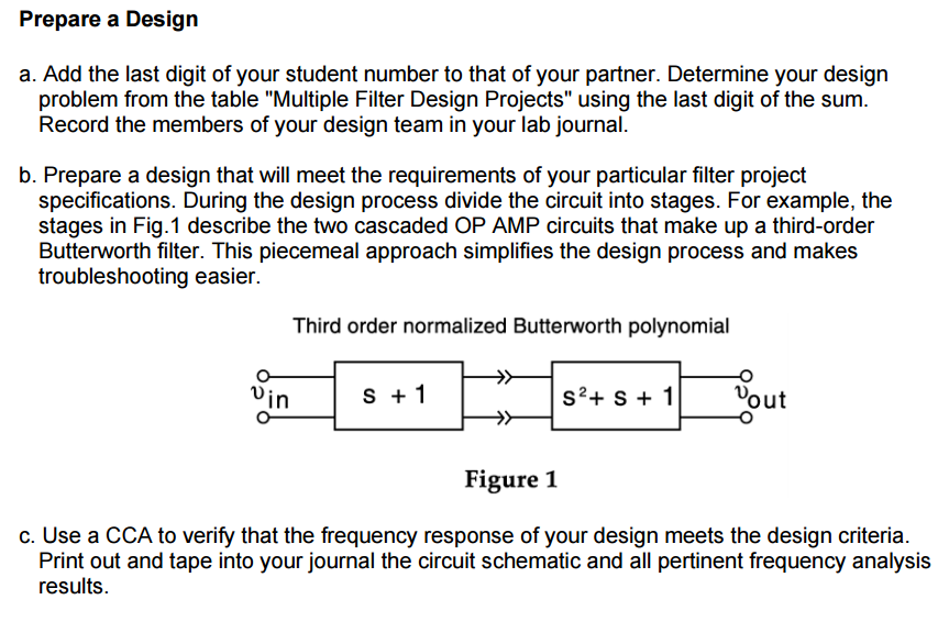 multi pole filter design The design | Chegg.com