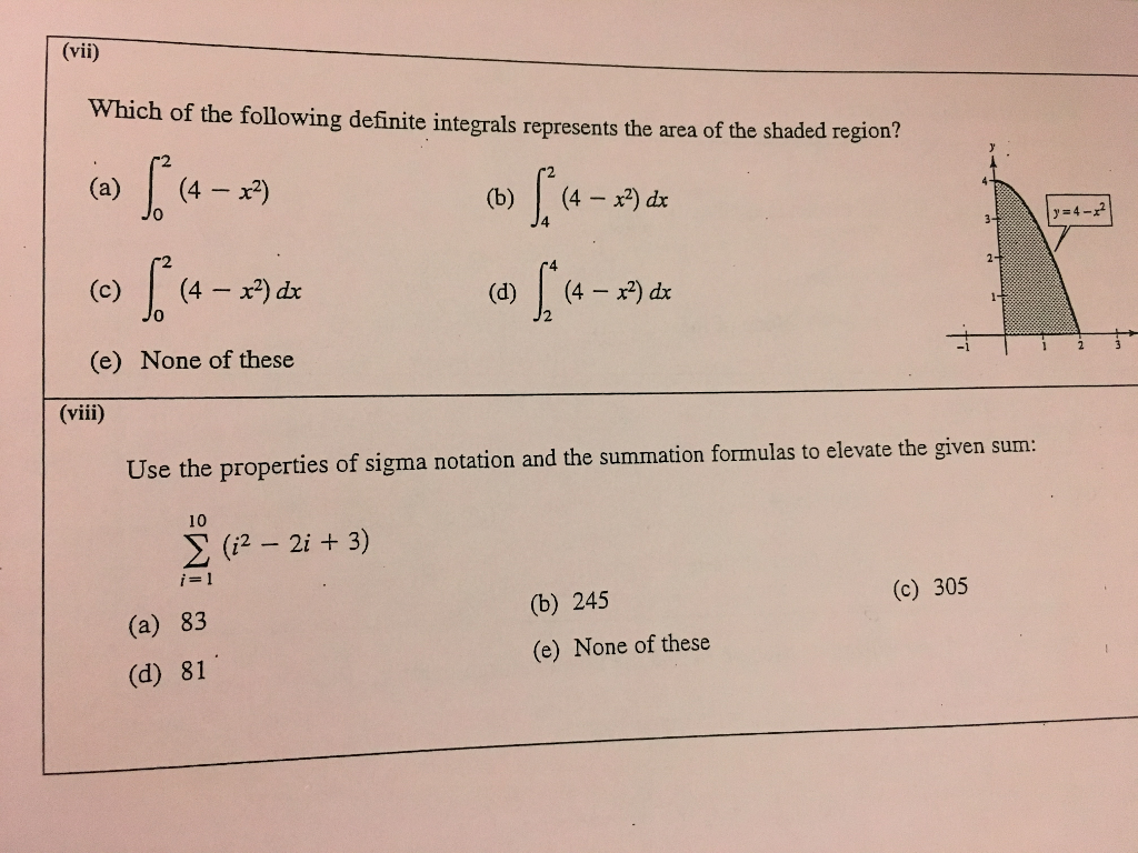 Solved Which of the following definite integrals represents | Chegg.com