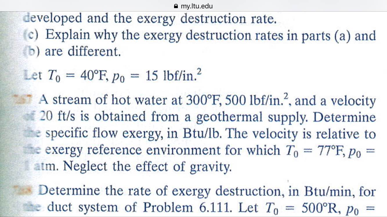 Solved developed and the exergy destruction rate. Explain | Chegg.com
