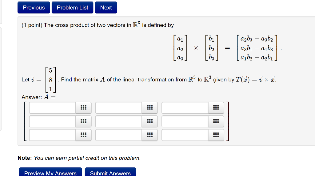 Solved The cross product of two vectors in R3 is defined by | Chegg.com