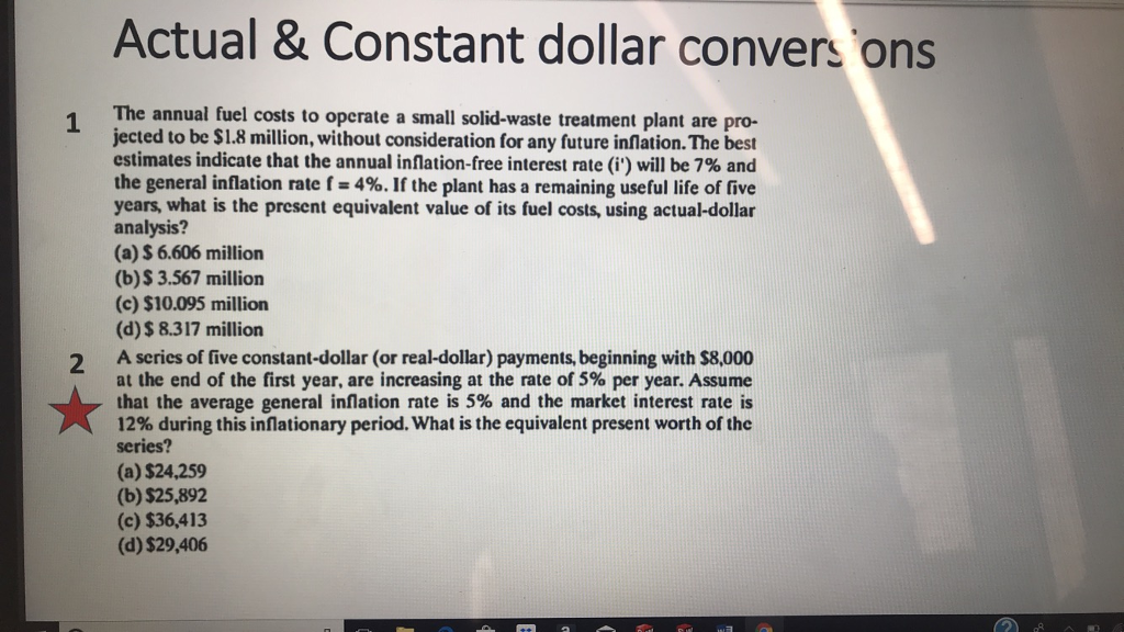 Solved Actual & Constant dollar convers ons The annual fuel | Chegg.com