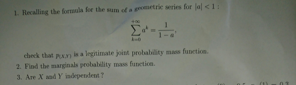 Solved Exercise 4. Let (X, Y) a couple of discrete random | Chegg.com