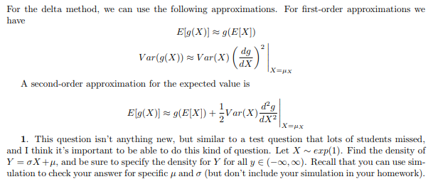 Solved For the delta method, we can use the following | Chegg.com