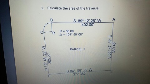 Solved Calculate the area of the traverse: | Chegg.com