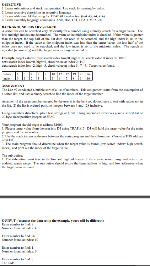 OBJECTIVE l·Leam subroutines and stack manipulation. | Chegg.com