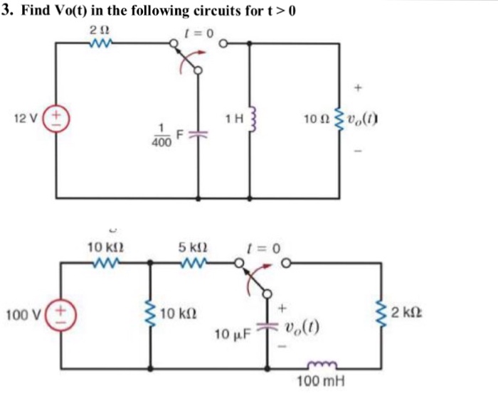 Solved Find V_0(t) in the following circuits for t > 0 | Chegg.com