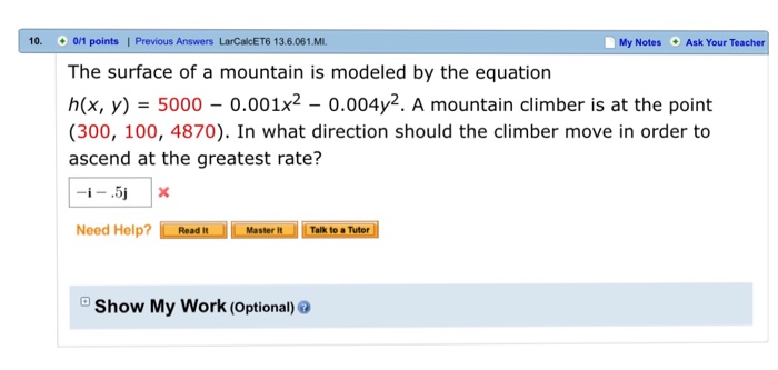 Solved The surface of a mountain is modeled by the equation | Chegg.com