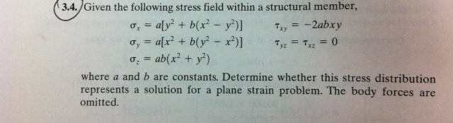 Solved Given the following stress field within a structural | Chegg.com