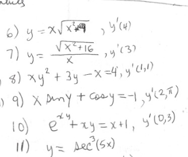 Solved Find y prime and indicated values Y = x Squareroot | Chegg.com