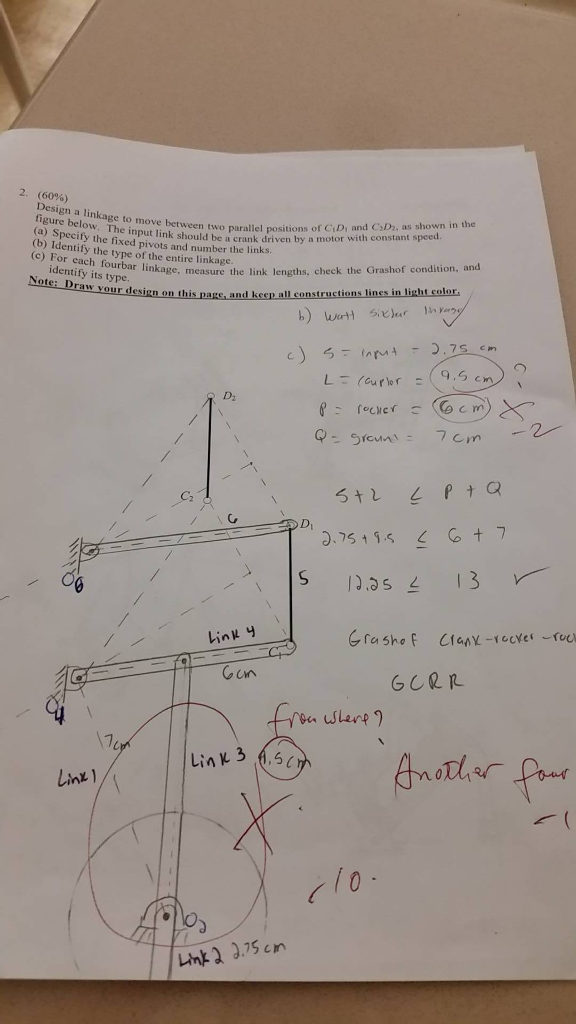 Solved Design a linkage to move between two parallel | Chegg.com