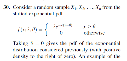 shifted exponential distribution appeared in Example | Chegg.com