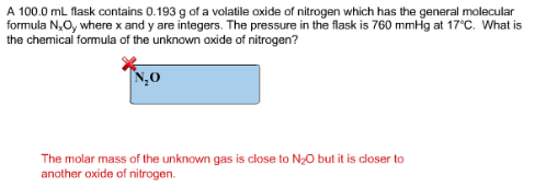 Solved A 100.0 mL flask contains 0.193 g of a volatile oxide | Chegg.com