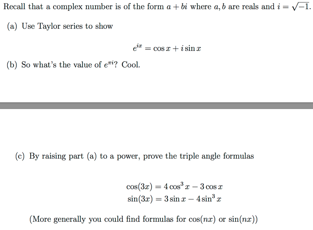 Solved Recall that a complex number is of the form a + bi | Chegg.com