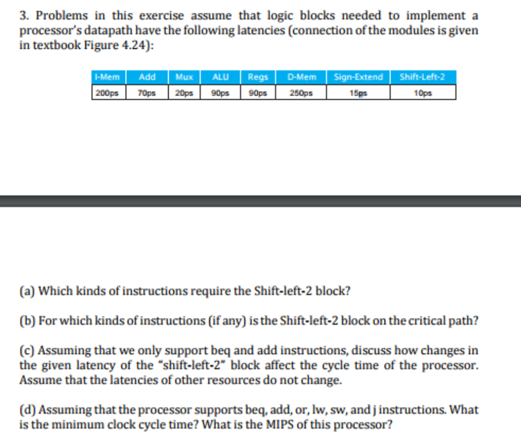 Problems In This Exercise Assume That Logic Blocks