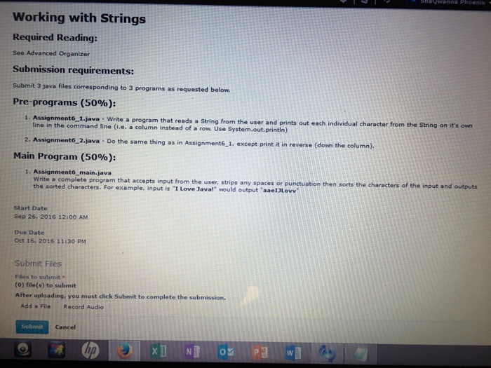 Solved Working with Strings Required Reading: See Advanced | Chegg.com