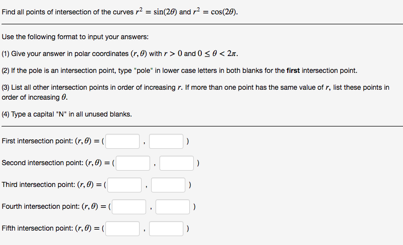 Solved Find all points of intersection of the curves | Chegg.com