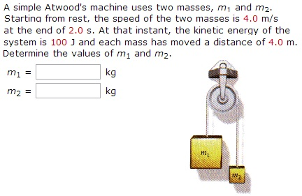 Solved A simple Atwood's machine uses two masses, m1 and m2. | Chegg.com
