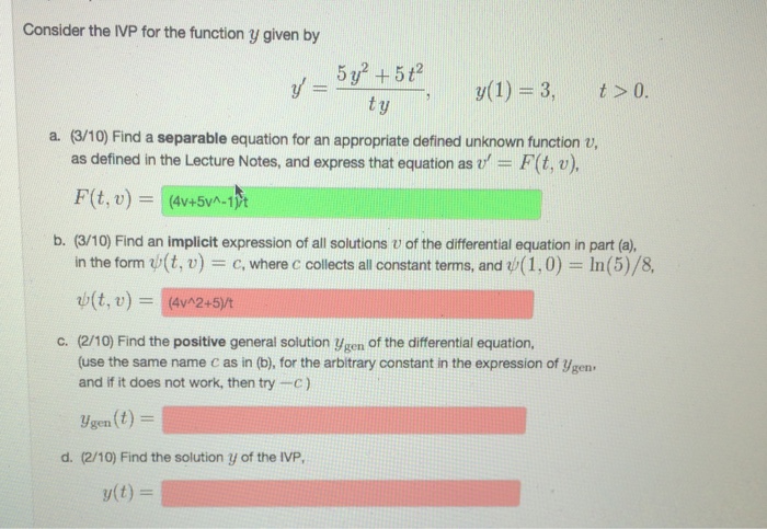 Solved Consider the IVP for the function y given by (3/10) | Chegg.com