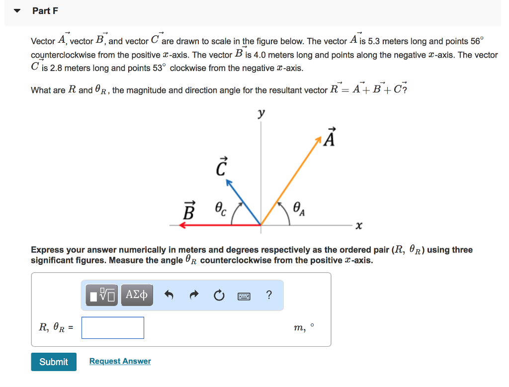 Solved Part F Vector A, vector B, and vector C are drawn to | Chegg.com