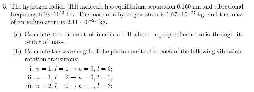 Solved The hydrogen iodide (HI) molecule has equilibrium | Chegg.com