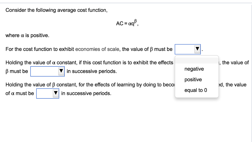 Solved Consider the following average cost function, ACE ouq | Chegg.com