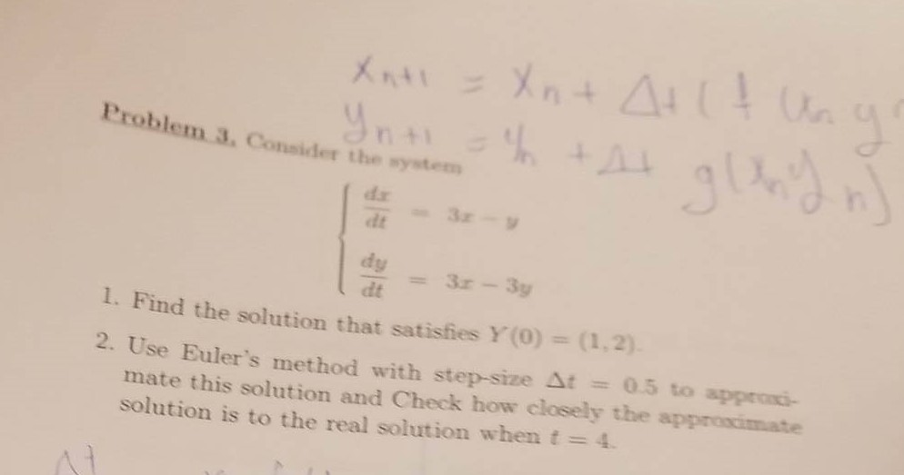 Solved Consider the system {dx/dt = 3x - y dy/dt = 3x - 3y | Chegg.com