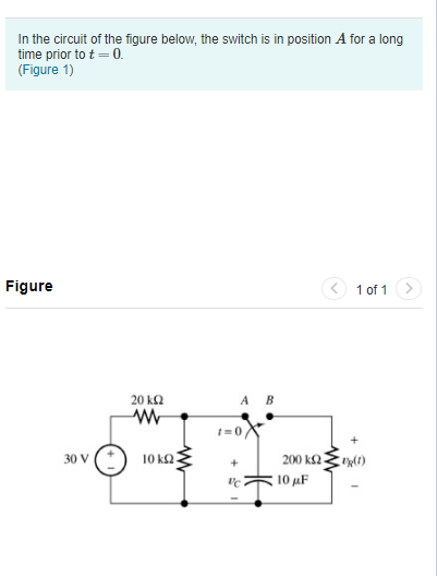 Solved In the circuit of the figure below, the switch is in | Chegg.com