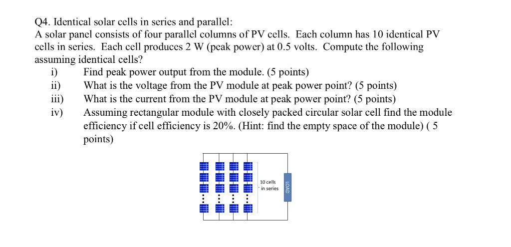 Solved Q4. Identical solar cells in series and parallel: A | Chegg.com