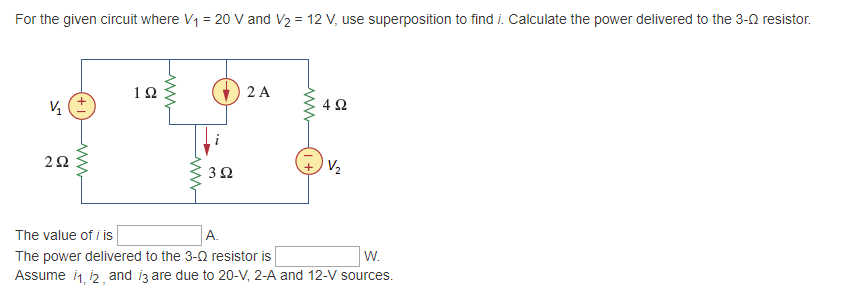 Solved For the given circuit where v1-20 v and V2-12 Vuse | Chegg.com