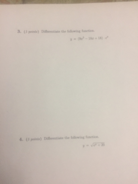 Solved Differential the following function. y = (9x^2 - 18x | Chegg.com