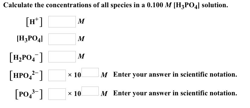 Solved Calculate the concentrations of all species in a | Chegg.com
