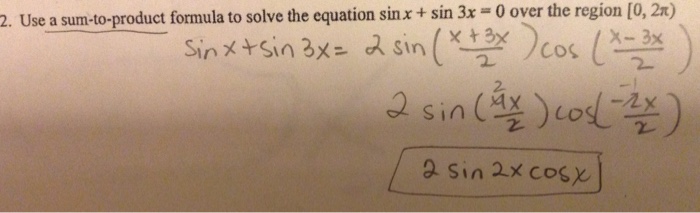 Solved Trigonometric Equations:1. Use sum-to-product formula | Chegg.com
